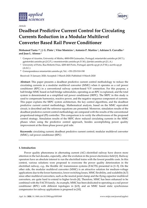 pdf deadbeat predictive current control for circulating currents reduction in a modular