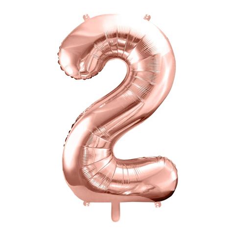 Balon foliowy CYFRA 2 różowe złoto rose gold duży 86 cm na HEL na
