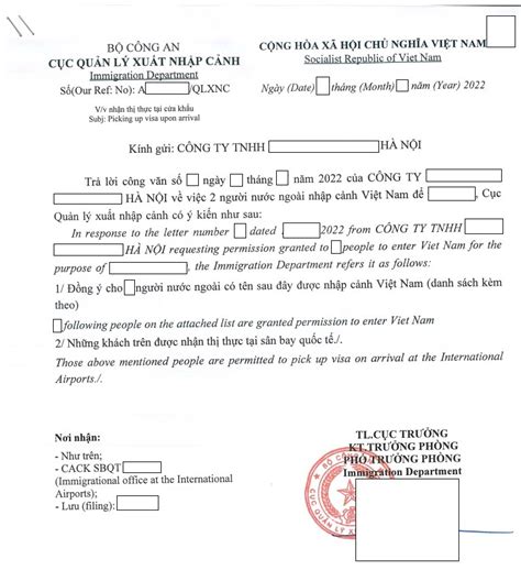 Thủ tục xin mẫu thư mời người nước ngoài sang VIệt Nam