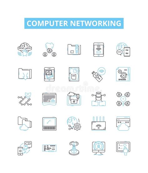 Computer Networking Linear Icons Set Router LAN WAN Ethernet