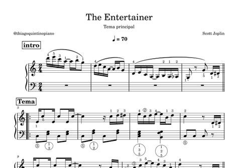 The Entertainer Easy Piano Arr Thiagoquintinopiano By Scott