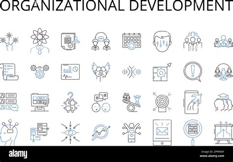 Organizational Development Line Icons Collection Business Strategy