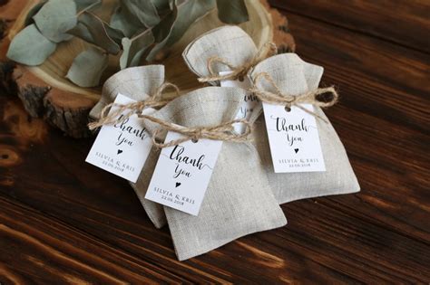 SET OF 200 Favor Bags With Personalized Tags Small Linen Bag Etsy