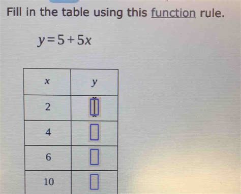 Fill In The Table Using This Function Rule Y X Math