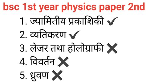 Bsc 1st Year Physics Paper Optics Analysis 2022 YouTube