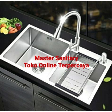 Jual Paket Komplit Kitchen Sink Stainless INOBE 8245 KRAN FLEKSIBEL