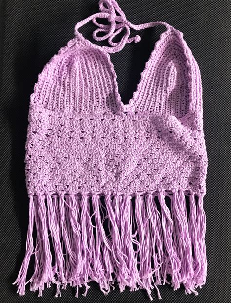 Handmade Crocheted Fringed Boho Halter Top Etsy