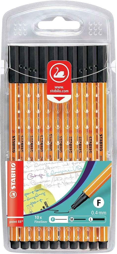 Fineliner STABILO Point 88 Pack Of 10 Black Amazon Co Uk