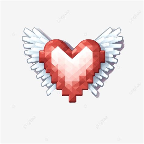 Pixel Heart With White Wings Valentine Love Shape Love Symbol Love