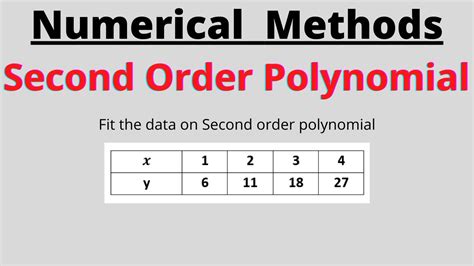 second order polynomial equation of the data with easily explained examples numerical methods