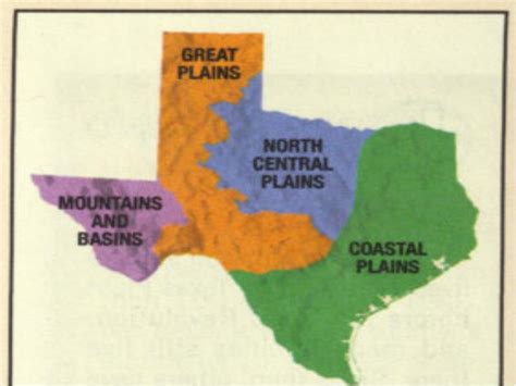 Physical Map Of Texas Landforms World Of Light Map