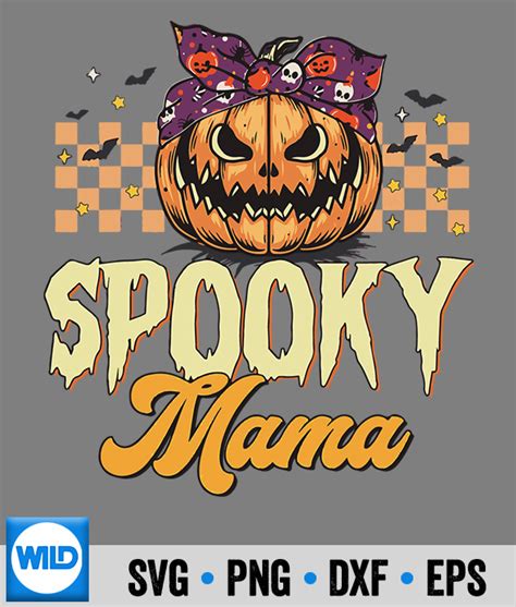Halloween Svg Checkered Spooky Mama Halloween Pumpkins With Face Scary