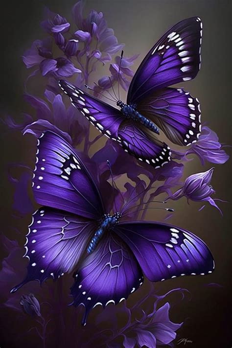 Amazon RMSGOZO Purple Butterfly Diamond Painting Kits Flower