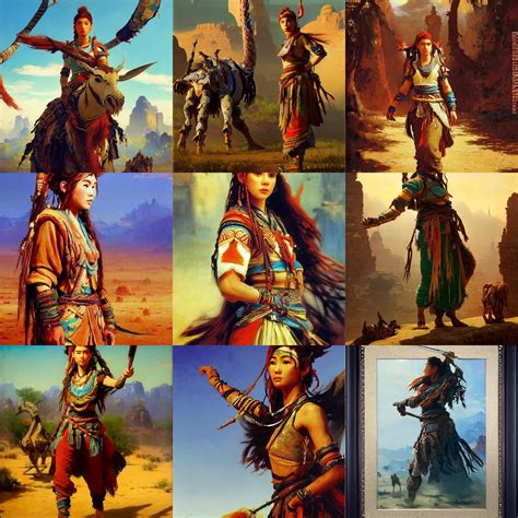 Orientalist Painting Of Aloy From Horizon Zero Dawn By Stable Diffusion