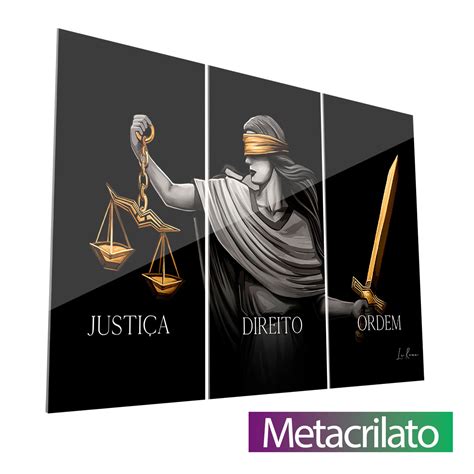Quadro Justiça Direito e Ordem 3 peças QuadrosDecorativos