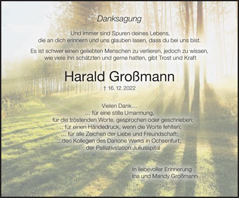Danksagung Und Immer Sind Spuren Deines Lebens