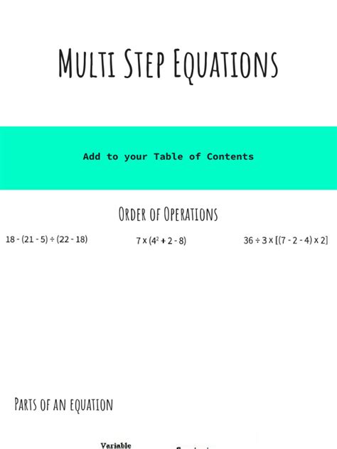 multi step equations pdf