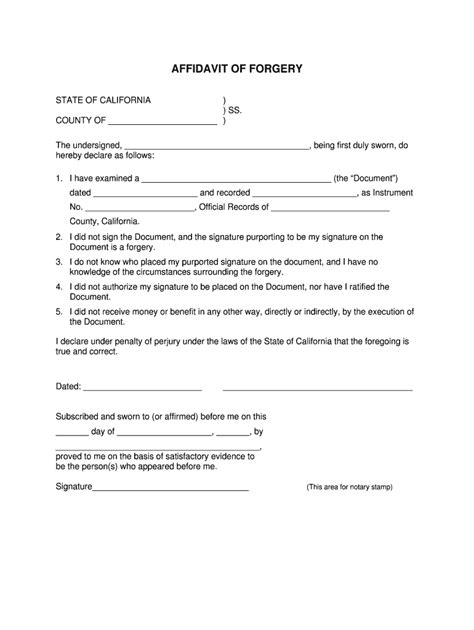 Fillable Online AFFIDAVIT OF FORGERY Amerilink Escrow Fax Email Print