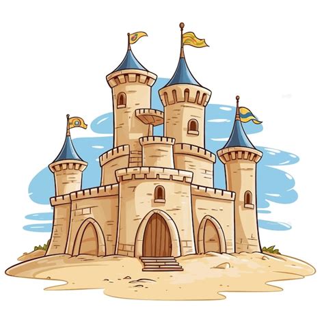Ilustración vectorial de dibujos animados de castillo de arena dibujado