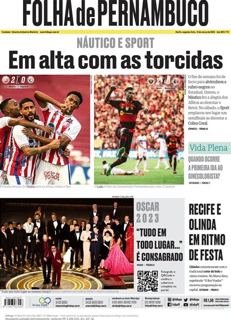 Capa Folha de Pernambuco Terça 24 de Janeiro de 2023