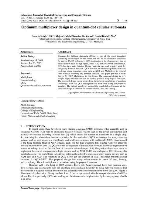 pdf optimum multiplexer design in quantum dot cellular automata