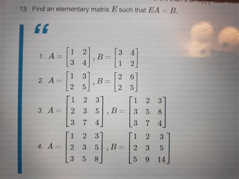 solved 13 find an elementary matrix e such that ea b 3
