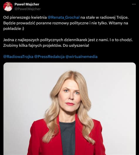 Renata Grochal Poprowadzi Salon Polityczny Tr Jki Zast Pi Beat