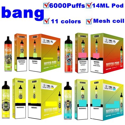 Bang Disposable Vape 6000 Puffs E Cigarette Rechargeable Battery Bang