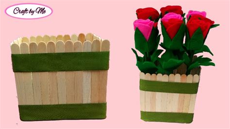 Cara Membuat Vas Bunga Dari Stik Es Krim Flower Vase YouTube