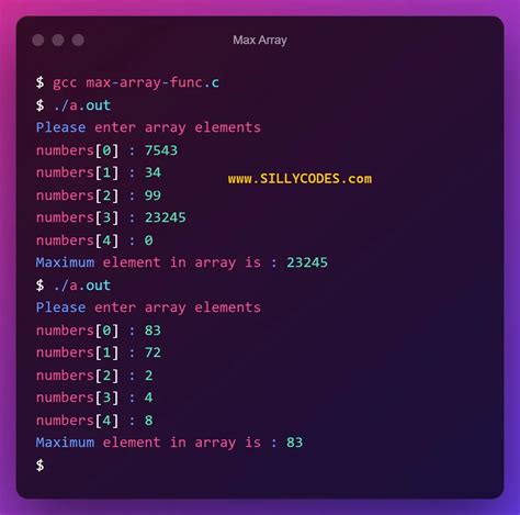 Find Max Element In Array In C Language Sillycodes