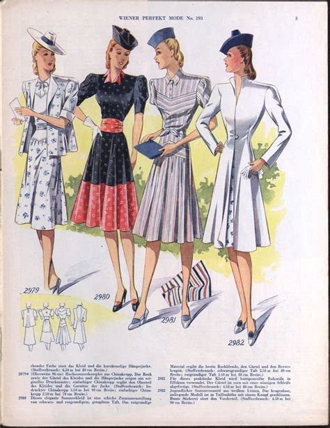 1940 193 Wiener Perfekt Mode Vintage Dress Patterns Vintage Dresses