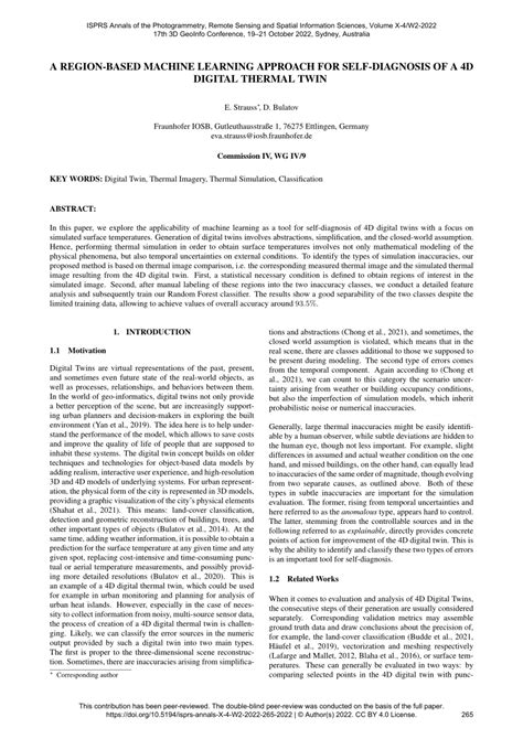 pdf a region based machine learning approach for self diagnosis of a 4d digital thermal twin