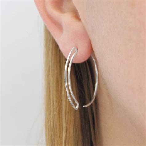 Geometric Sterling Silver Round Wire Hoop Earrings By Otis Jaxon