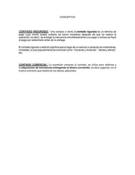 Conceptos Contado Riguroso CONCEPTOS CONTADO RIGUROSO Una Compra O