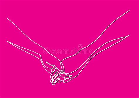 Continuous Line Drawing Holding Hands Together Stock Illustrations