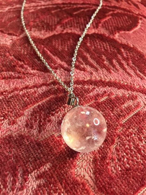 Natural Clear Quartz Crystal Ball Necklace Etsy
