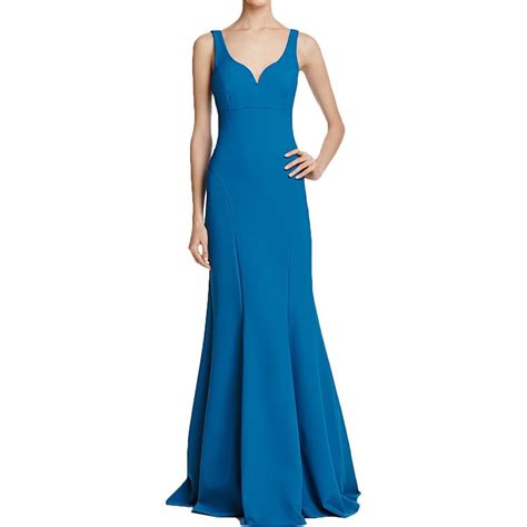 NICOLE MILLER Blue Techy Crepe Sweetheart Mermaid Formal Gown 6 NEW