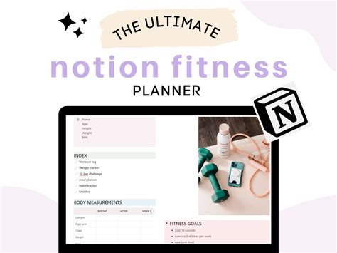 Notion Fitness Planner Aesthetic Notion Template Fitness Tracker