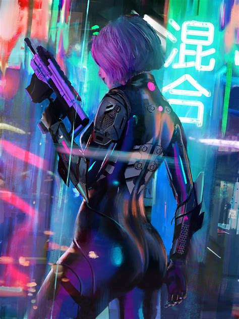 Hd Wallpaper Neon Synthwave Cyberpunk Back Japan Digital Art Ass Arched Back Wallpaper