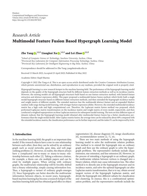 pdf multimodal feature fusion based hypergraph learning model