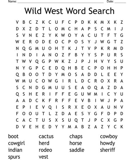 Wild West Word Search Wordmint