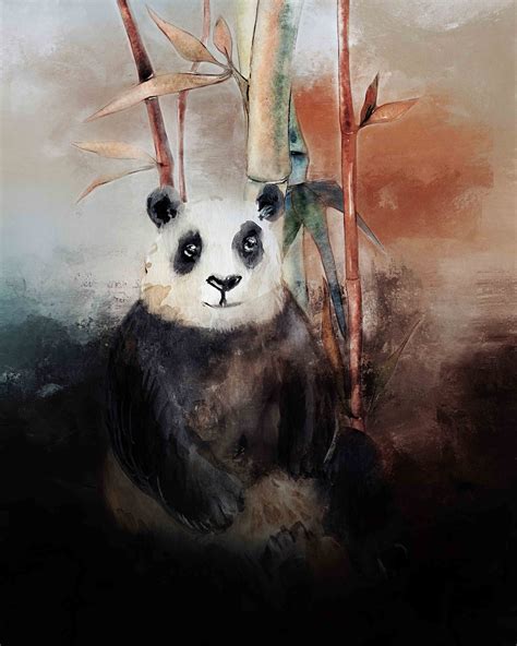 Panda Wall Art Cute Panda Panda Acuarela Impresión panda Decoración