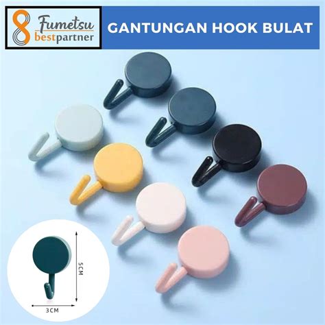 Jual Gantungan Hook Bulat Polos Gantungan Dinding Tempel Serbaguna
