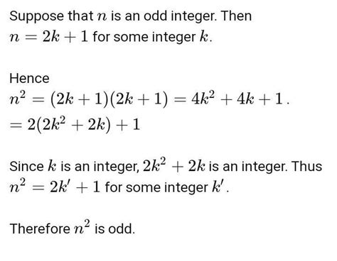 present a direct proof of the statement square of an odd integer is odd