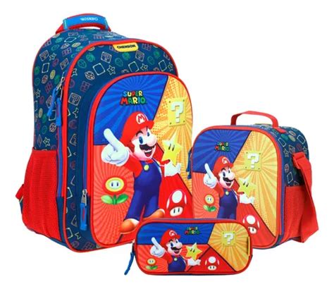 Kit Mochila Lonchera Y Lapicera Chenson Super Mario Bros Para Niño De
