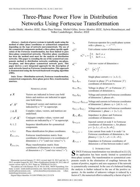 pdf three phase power flow in distribution networks using fortescue transformation dokumen tips
