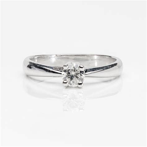 18 Carati Oro Bianco Anello 0 35 Ct Diamante Catawiki