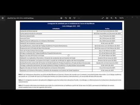 CRONOGRAMA DE ACTIVIDADES PARA TERCER AÑO DE BACHILLERATO COSTA