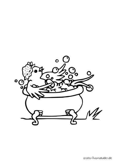 Ausmalbild Küken in der Wanne Kostenlose Malvorlagen bei Gratis