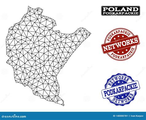 Red Poligonal Mesh Vector Map De Los Sellos Del Grunge De La Provincia